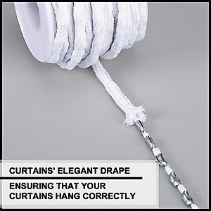 Wowangce 10 Yards 0.1 Lb/Meter Curtain Weighted Tape Fabric Iron Block Weighted Drapery Tape for Indoor Outdoor DIY Curtain Drapery Accessories