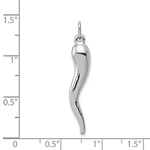 Sonia Jewels 14k White Gold Cornicello Italian Horn Protection Charm Pendant - 34mm x 4mm