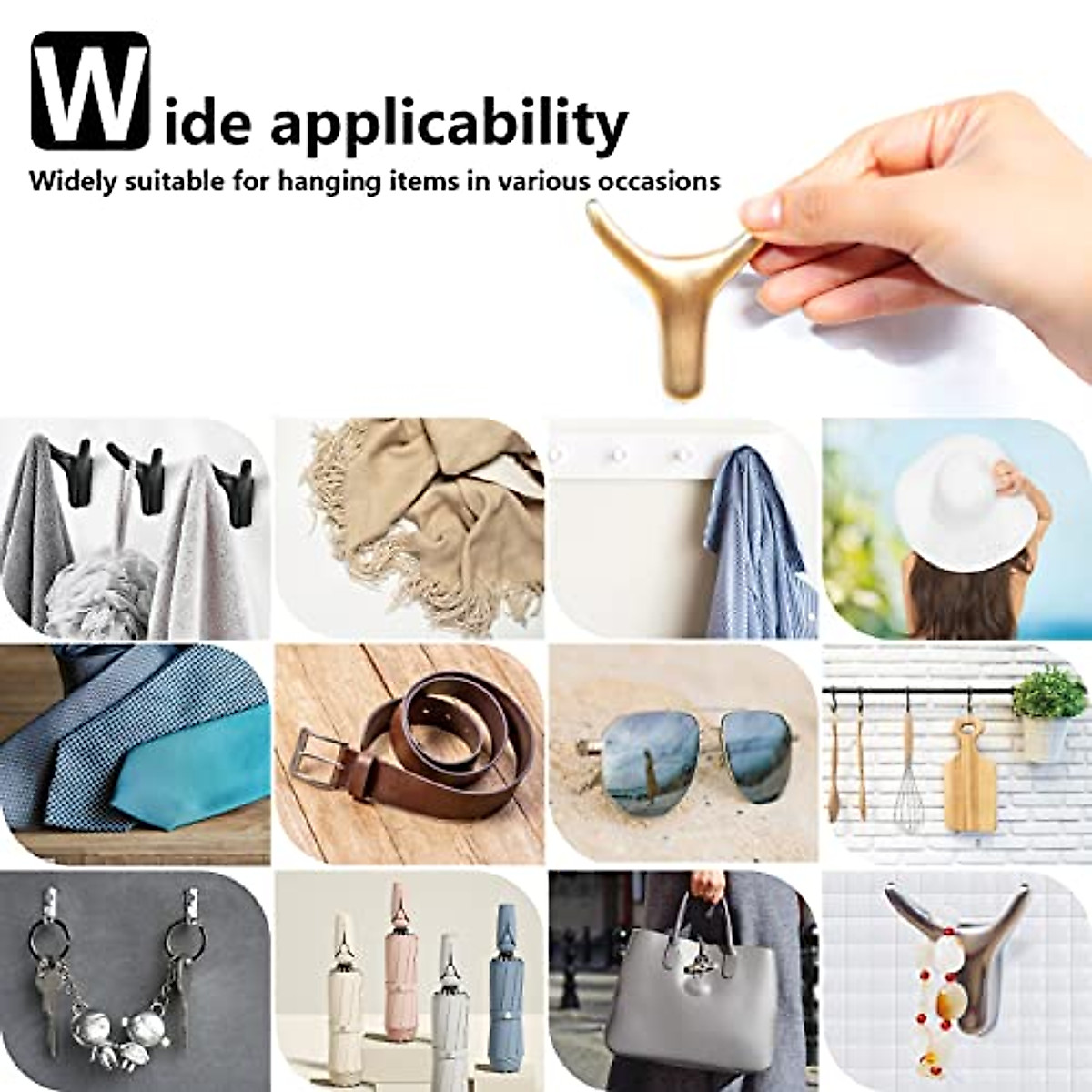 CARAGO Coat Hooks, Towel Hooks for Bathroom,3 Packs Metal Heavy Duty Wall Hooks, Suitable for Cloakroom, Living Room, Kitchen, Bathroom, for Hanging Clothes, Hats, Bags, Towels (Gray Brushed)