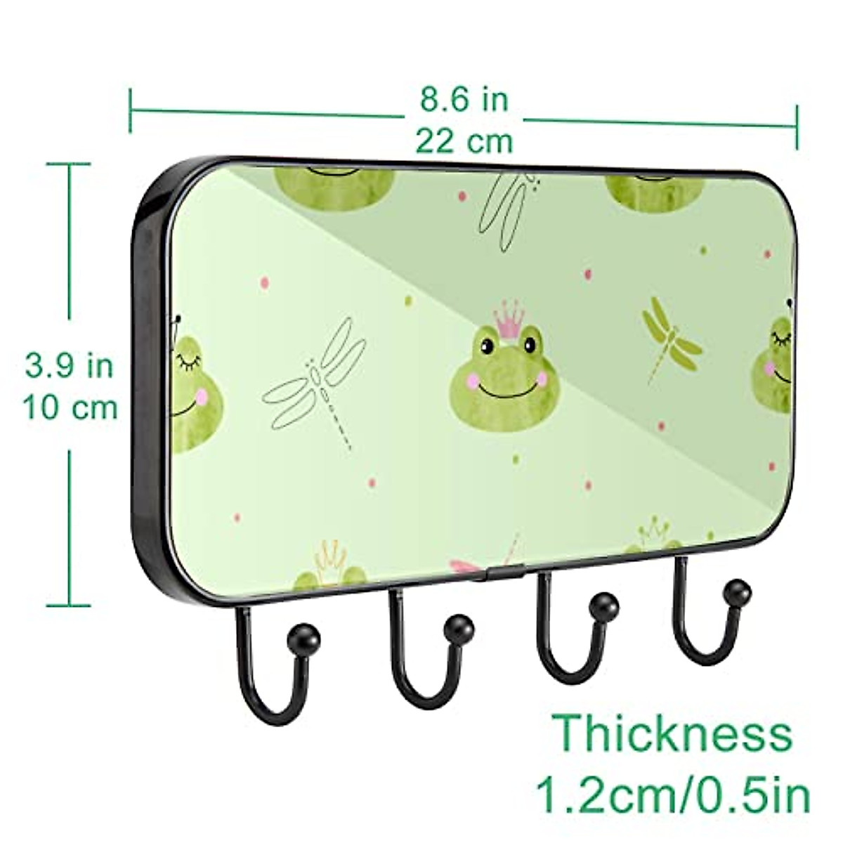 Princess Frog Crown Dragonfly Light Green Personalized Adhesive Hooks Towel Hooks Wall Hooks for Kitchen Bathroom