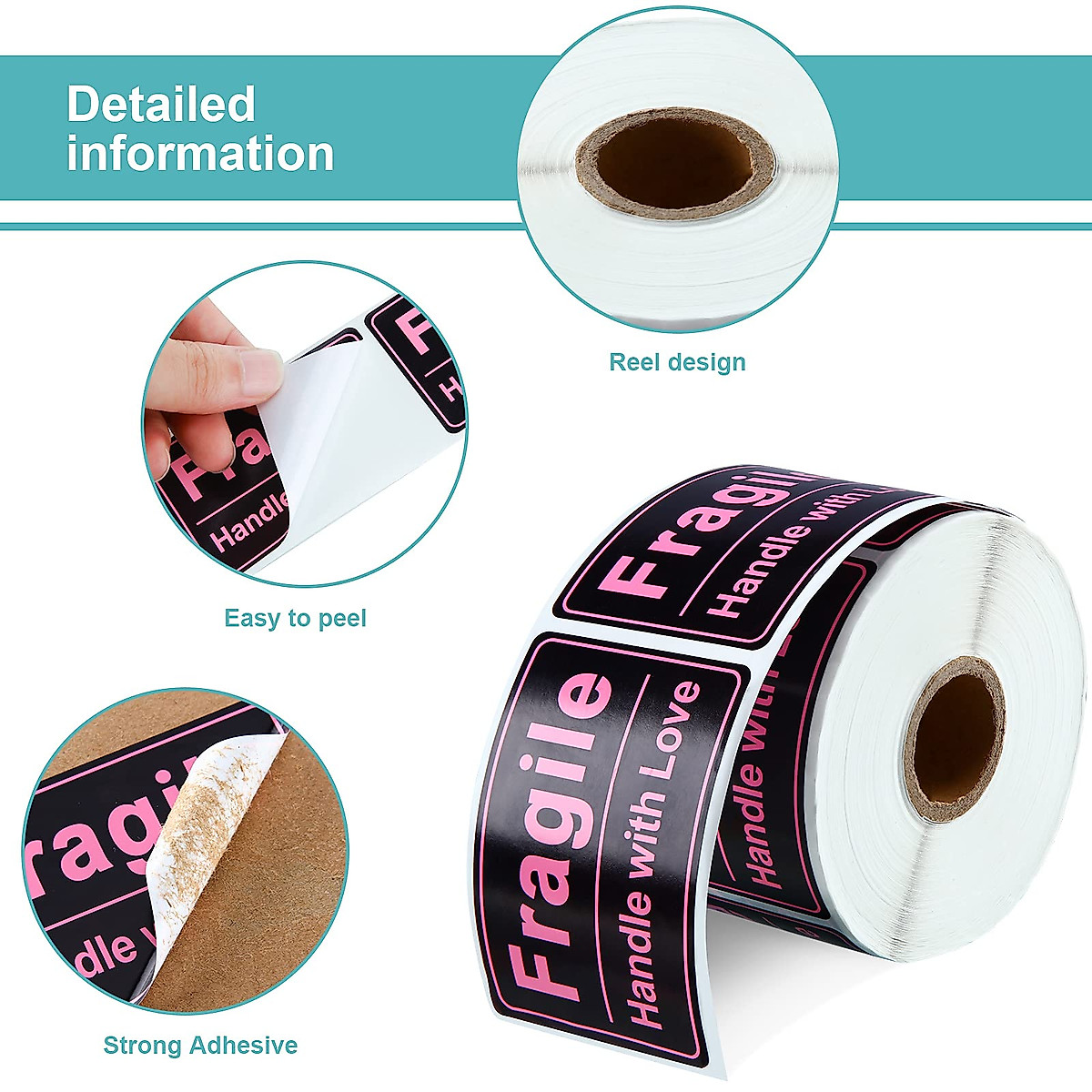 500 Pieces 2 x 3 Inch Black Pink Fragile Handle with Love Labels Stickers Self-Adhesive Stickers for Shipping Mailing Packing Envelope Present Jewelry Bag