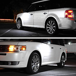 VIPMOTOZ Full LED Puddle Light Replacement For Ford F150 Expedition Explorer Edge Flex Fusion Taurus X Ranger Lincoln Navigator Mark LT Mercury Under Side Mirror Lamp 2-Pieces Set