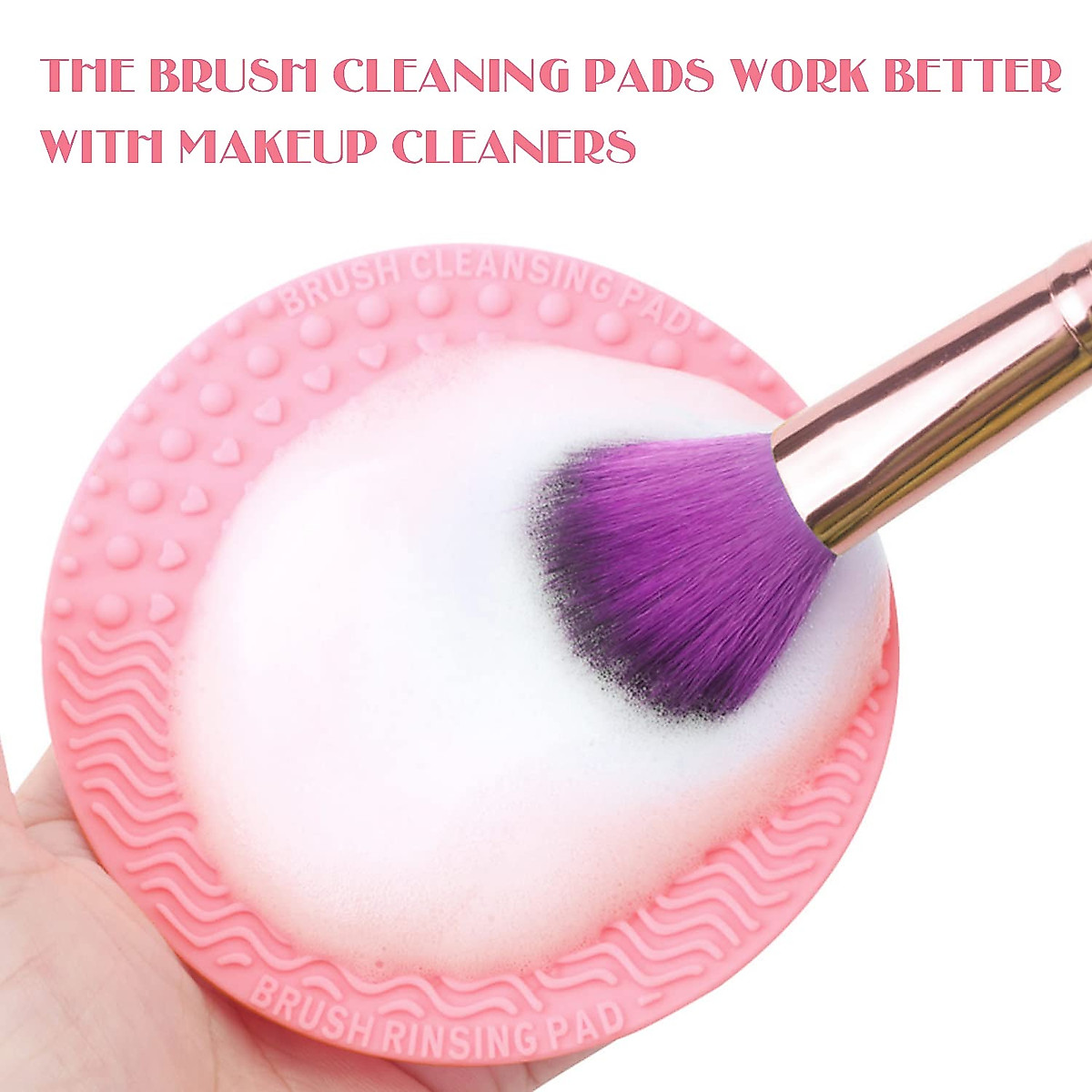 Makeup Brush Cleaning Pad, Brush Cleaning Mat, Silicone Makeup Cleaning Brush Scrubber Mat, Cosmetic Brush Cleaner with Suction Cup for Valentines Day (2 Pack-Green & Pink)
