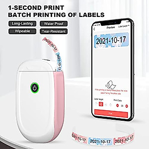 MARKLIFE P11 Label Maker Machine with Tape,Mini Thermal Wireless Inkless Sticker Printer Machine for Home Kitchen Office Organization.(1 Printer+1 Tape, Pink)