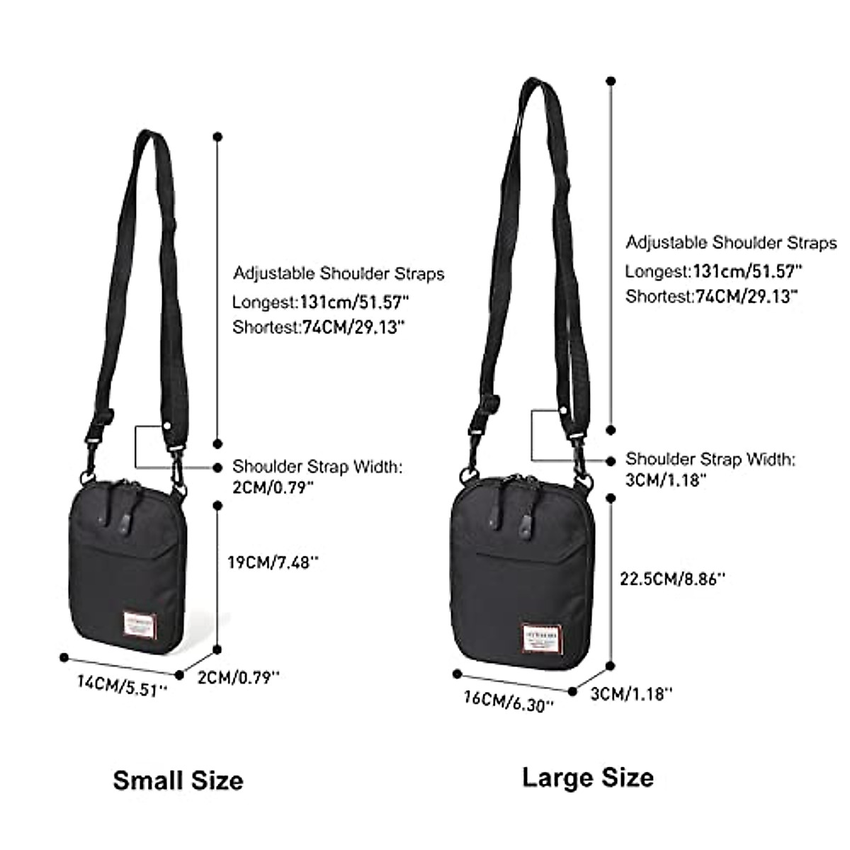 Mini Crossbody Bag Small Shoulder Bag For Men Travel Wallet Passport Holder Phone Purse Unisex, Mini Messenger Satchel Bag For Women Fanny Pack Neck Pouch Bag With Headphone Jack - Black Large SIze