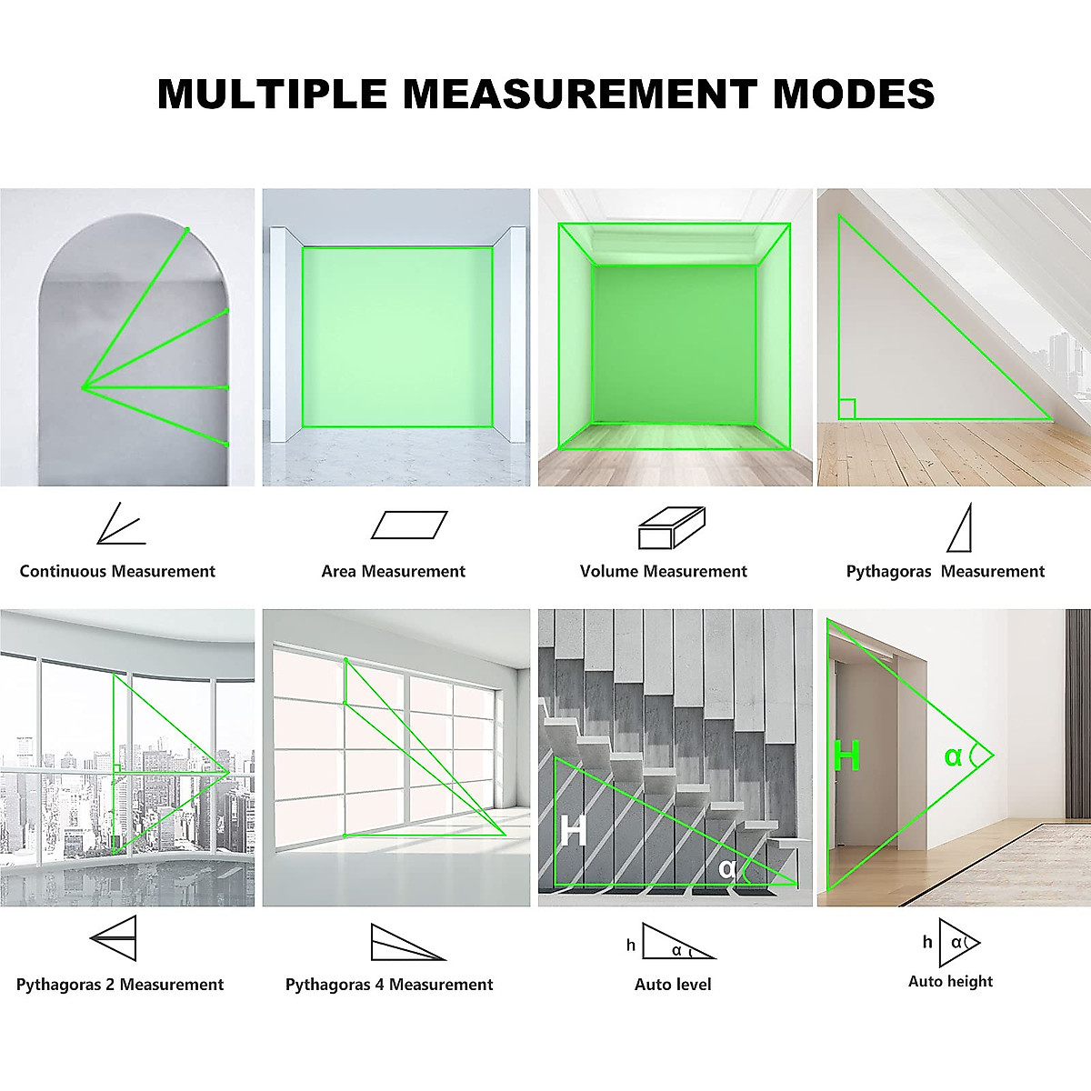 Mileseey S8GA Laser Measure Green Beam 230 ft, Laser Tape Measure with Angle Sensor IP65, Pythagorean, Distance, Area, Volume Measuring, ±1/16in Accuracy, Laser Measurement Tool