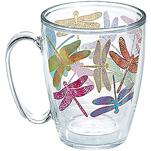 Tervis Made in USA Double Walled Dragonfly Mandala Insulated Tumbler Cup Keeps Drinks Cold & Hot, 16oz Mug Unlidded, Classic