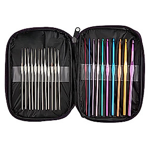 22Pcs Crochet Hooks Set, BetyBedy Aluminum Handle Knitting Needles, Multicolor Crochet Needles for Yarn Craft, 0.6~6.5mm