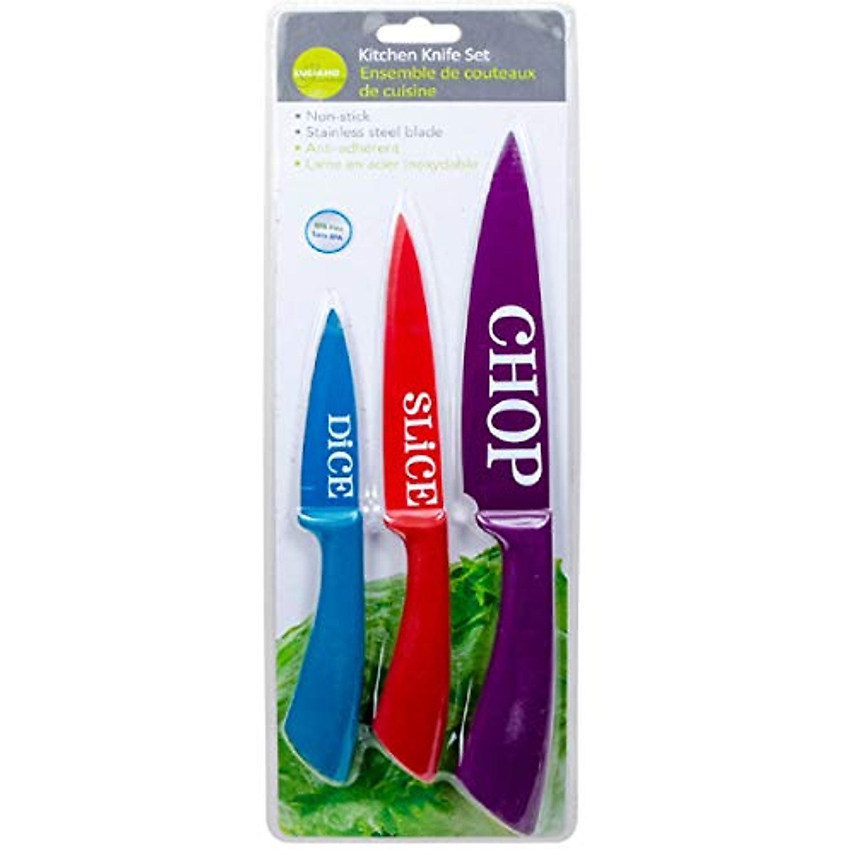 Luciano Housewares 3-Piece Kitchen Knife Set, 12 x 1 inches, Multicolor