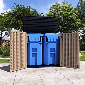 ADDOK Horizontal Outdoor Storage Sheds,Large Resin Outdoor Storage Cabinet for Patio Furniture,Grill and Gardening Tools.(38Cu.ft)