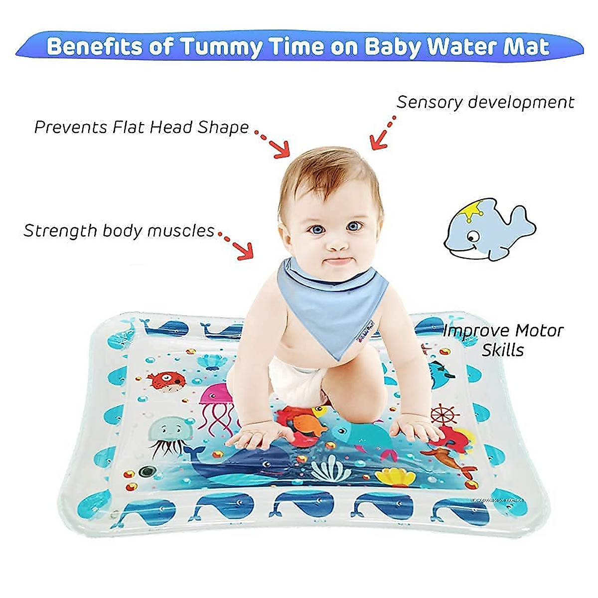 Tummy Time Water Mat Infant Toy Indoor Floor Inflatable Water Mat, Newborn Boys and Girls of 3 6 9 12 Months of Fun Activity Center Toys
