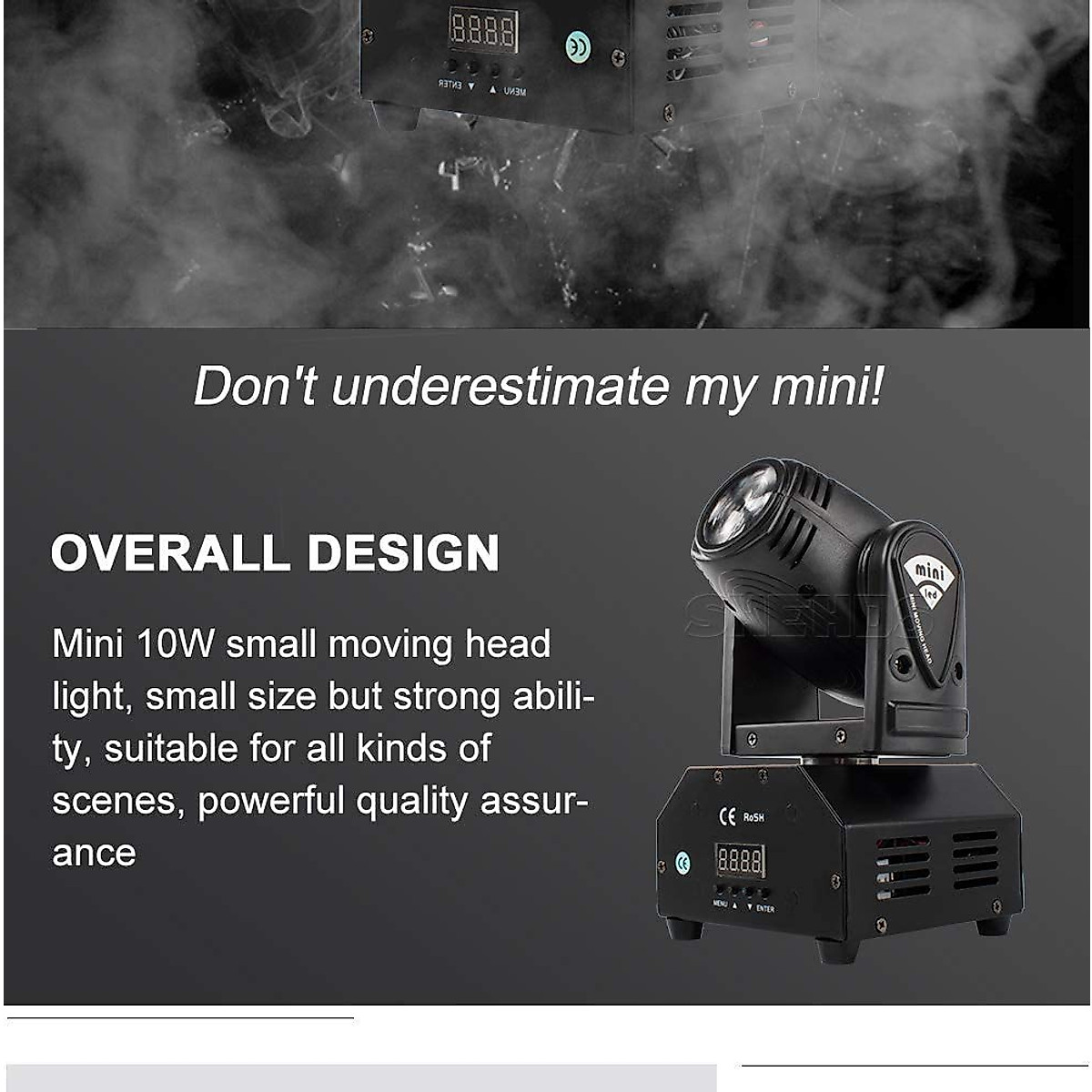 SHEHDS Moving Head Lights Mini LED 10W RGBW 4in1 Beam/Strobe Stage Lights Professional 11/13 DMX Channels Sound Activated DJ Lights for Disco Club Party Dance Wedding Bar - 2 Pack