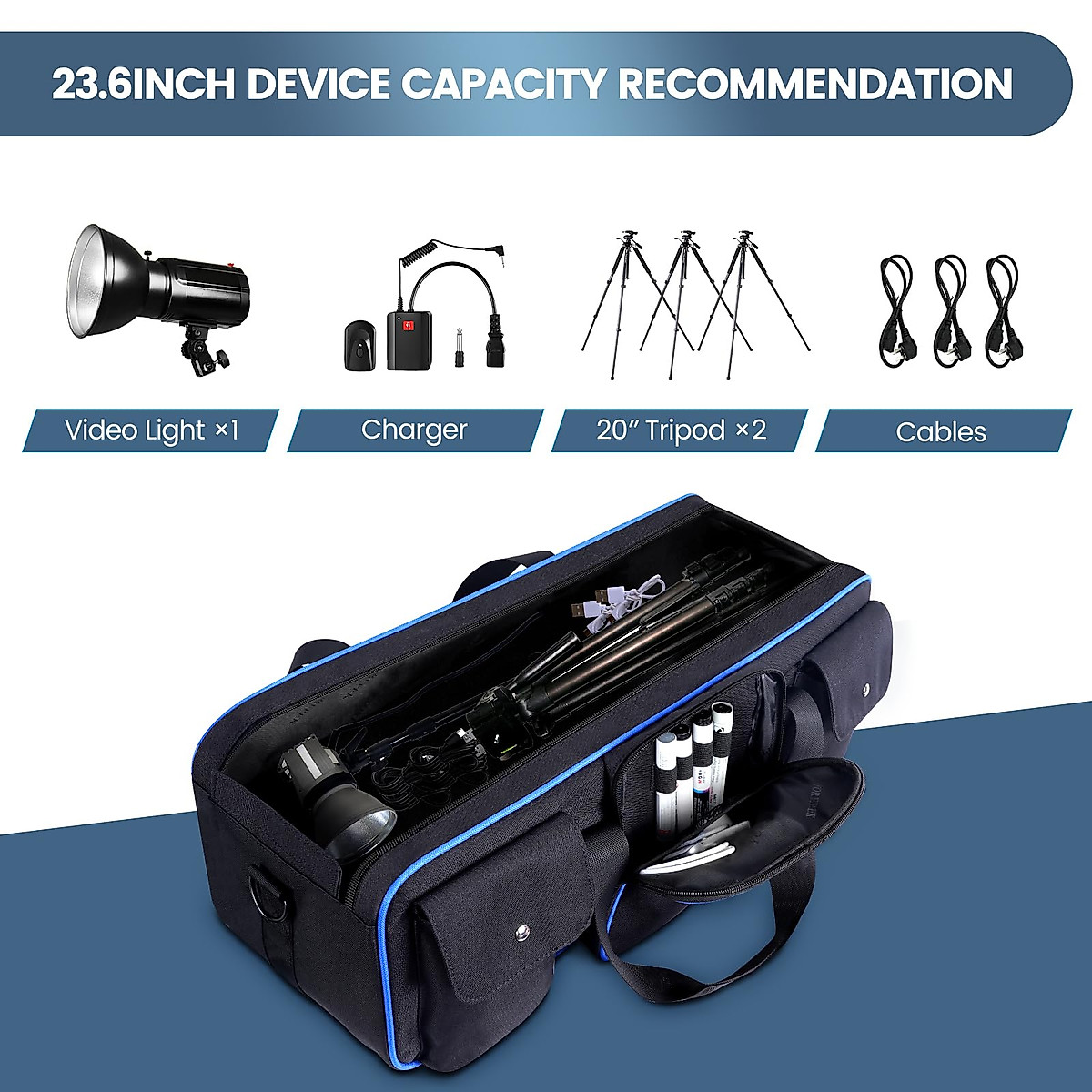 YOREPEK Tripod Carrying Case Bag 50.5", Durable Light Stand Bag with 2 Removable Padding, Photo Studio Equipment Case for Tripods, Monopods, Speaker Stands, Umbrellas, Gear, Mic Stand, Tent Pole