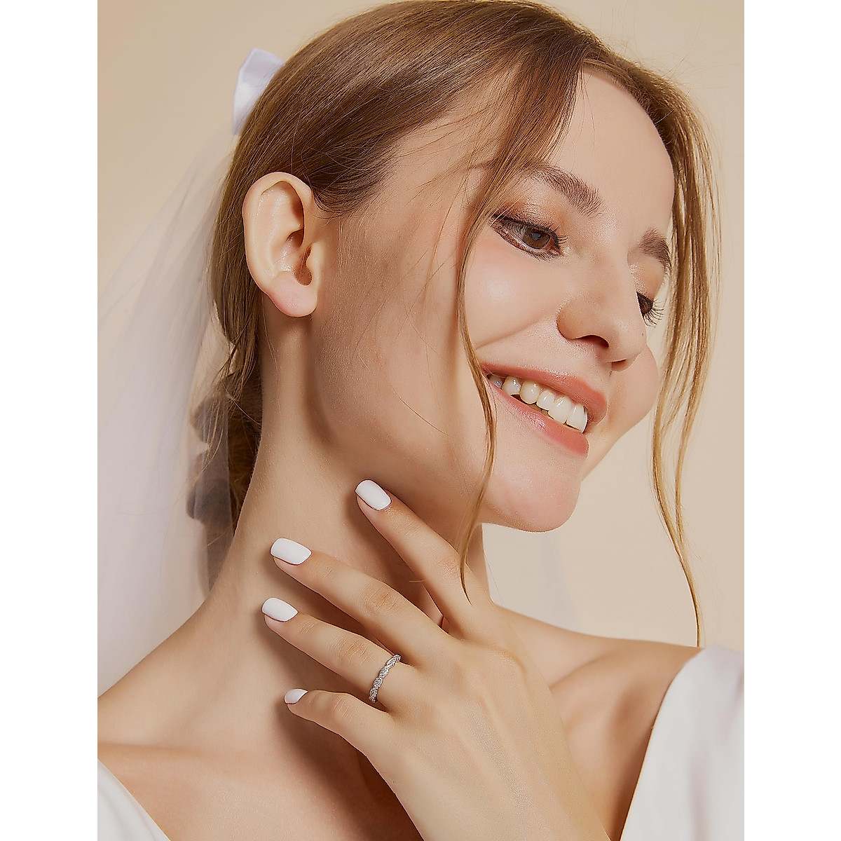 EAMTI 925 Sterling Silver Wedding Band for Women Cubic Zirconia Twisted Rope Half Eternity Band Ring Size 7