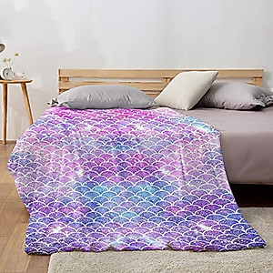 Mermaid Throw Blanket,Flannel Fleece Blanket,Soft Cozy Fuzzy Comfy Warm Cute Lightweight Blanket for Girl,Kid,Toddler,Baby-ombre Microfiber Blanket for Couch,Bed,Sofa,Chair-Crib Stroller Nap-60" x 50"