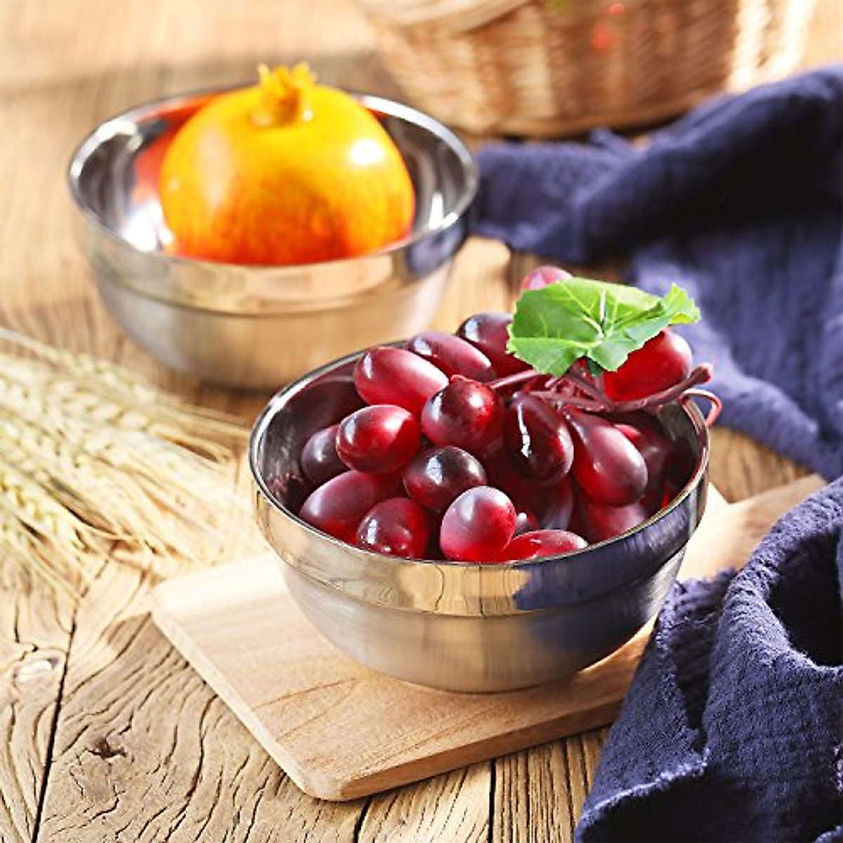 SATINIOR 6 Pack Stainless Steel Bowl Set Double-walled Insulated Metal Snack Bowls (13 oz)