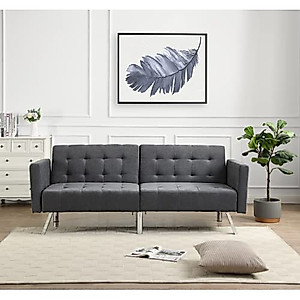 AnwickNomo Futon Sofa Bed,Recliner Couch,Convertible Folding Lounge Couch Loveseat Sleeper Sofa with Armrests, Small Love Seat for Living Room Office Reading Room,Bedroom Furniture Set (Dark Gray)