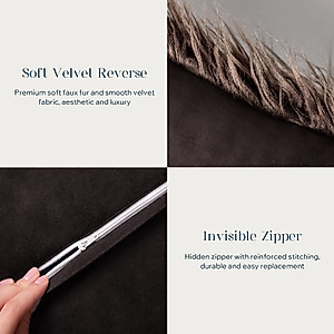 Phantoscope Faux Fur Solid Decorative Pillow Cover Fluffy Throw Pillow Mongolian Luxury Fuzzy Pillow Case Cushion Cover for Bedroom and Couch,Coffee 18 x 18 Inches…