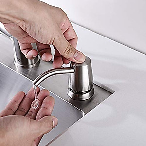 Avola Soap Dispenser for Kitchen Sink,Brushed Nickel Built in Sink Soap Dispenser or in Counter Soap Dispenser Brushed,Plastic ABS Pump Head Kitchen Sink Soap Dispenser with 13 Ounce Large Bottle