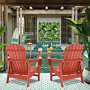 Adirondack Chairs, HDPE All-Weather Adirondack Chair, Fire Pit Chairs (Traditional) (1, Red)