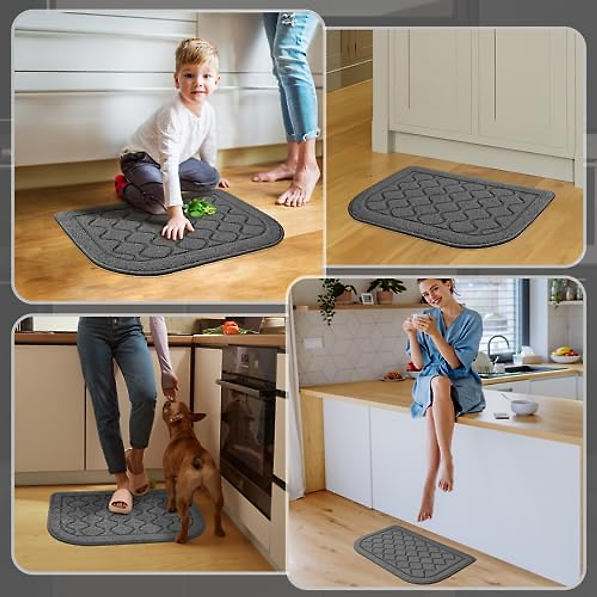 HOTBALZER 18×27 Inch Kitchen Rugs, Comfort Standing Kitchen Mats for Floor is Made of 100% Polypropylene, Kitchen Rugs and Mats Non Skid Washable for Kitchen, Floor, Office, Sink, Laundry, Grey