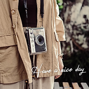 Rieibi Clear Protective Case for Fujifilm Instax Mini Evo Instant Camera - Hard Carrying Case Cover with Shoulder Strap