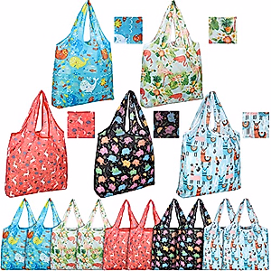 15 Pack Reusable Grocery Bags 50LBS Foldable Grocery Shopping Bags Nylon Tote Washable Bag with Handles Large Waterproof Tote()