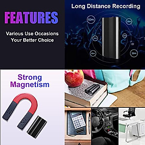64GB+16GB Voice Recorder, Magnetic Voice Activated Recorder with 720 Hours Recording Capacity Small Voice Recorder Device with 500 Hours Battery Time - by Pverandio