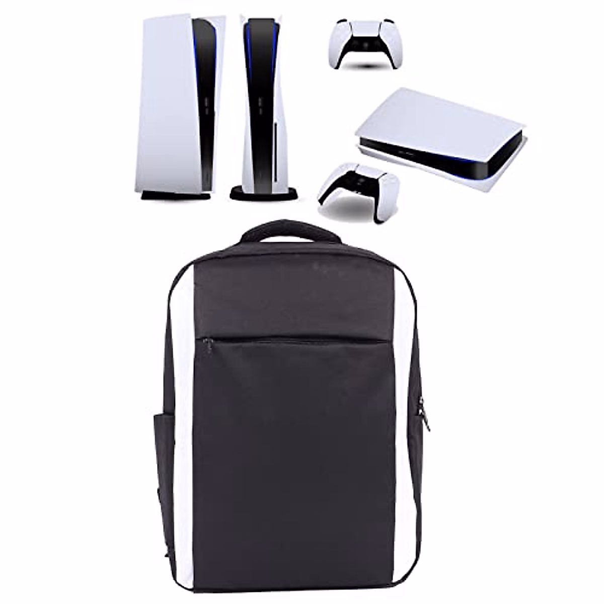 Hilitand Backpack for PS5 Console, Large Capacity Travel Carrying Case for Sony for PS5 Console, Storage Bag for Controllers, Monitor,Headset,Game Discs,Charger & Accessories