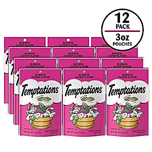 TEMPTATIONS Classic Treats for Cats Blissful Catnip Flavor 3 Ounces (Pack of 12)