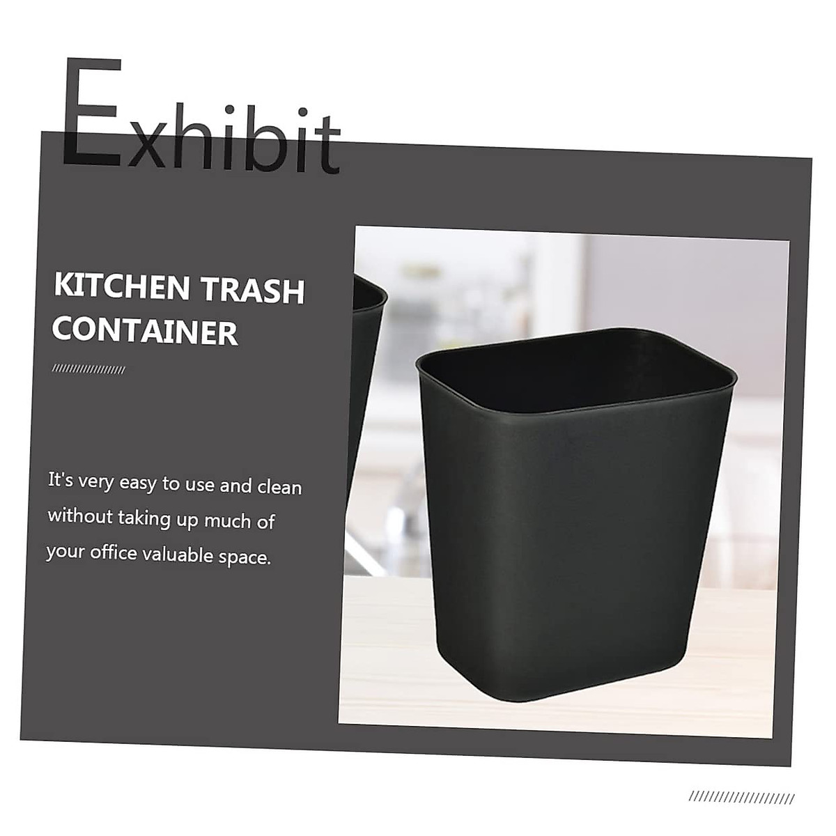 LIFKOME Office Decor Black Plastic Trash Can, 13 Gallon Capacity, 13" Wide