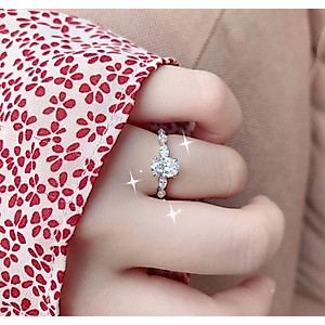 WDIYIEETN 925 Sterling Silver Ring Oval Cut Cubic Zirconia Crystal Engagement Rings Solitaire Halo Promise Ring for Women (7)