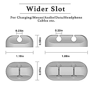 8 Pack Cable Clips Management - Aoviho Adhesive Cord Holder - Cable Organizer, Wire Clips for USB C Cable in-Car Home Office Desk Phone Accessories (Grey)