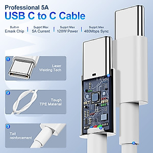 100W Mac Book Pro Charger with 6.6ft USB C to C Cable, GaN PD USB C Fast Wall Charger Power Adapter Compatible with MacBook Pro 16, 15, 14, 13 Inch, MacBook Air 13 Inch, iPad Pro 2021/2020/2019/2018