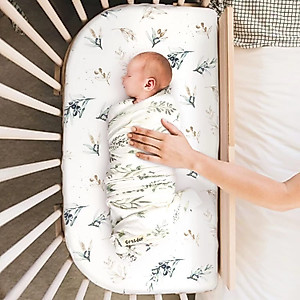 Stretchy Ultra Soft Fitted Bassinet Sheets Set 2 Pack, Cradle Sheet Universal Fit for Rectangle, Oval or Hourglass Bassinet Pad/Mattress Safe and Snug, Stylish Watercolor Flora and Olive