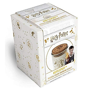 Harry Potter Color Changing Hufflepuff Candle, Large 10 oz - Wax Turns from White to Yellow When Lit - Soy Wax, Unscented - Great Gift for Harry Potter Fans