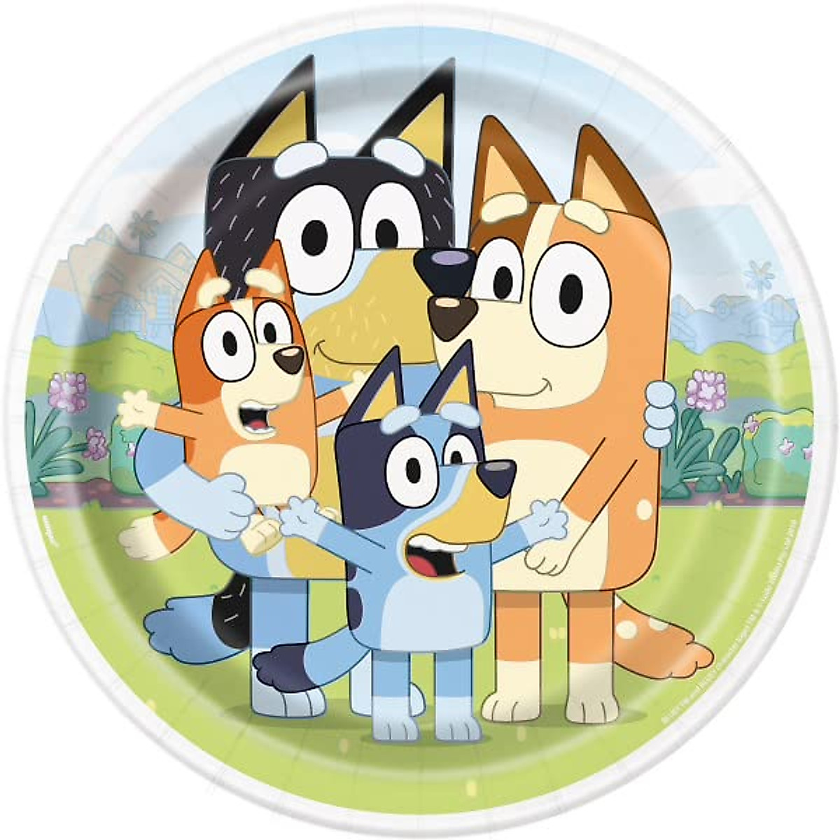 Bluey Birthday Party Supplies Bundle Pack includes Lunch Paper Plates - 16 Count and 1 Dinosaur Sticker Sheet