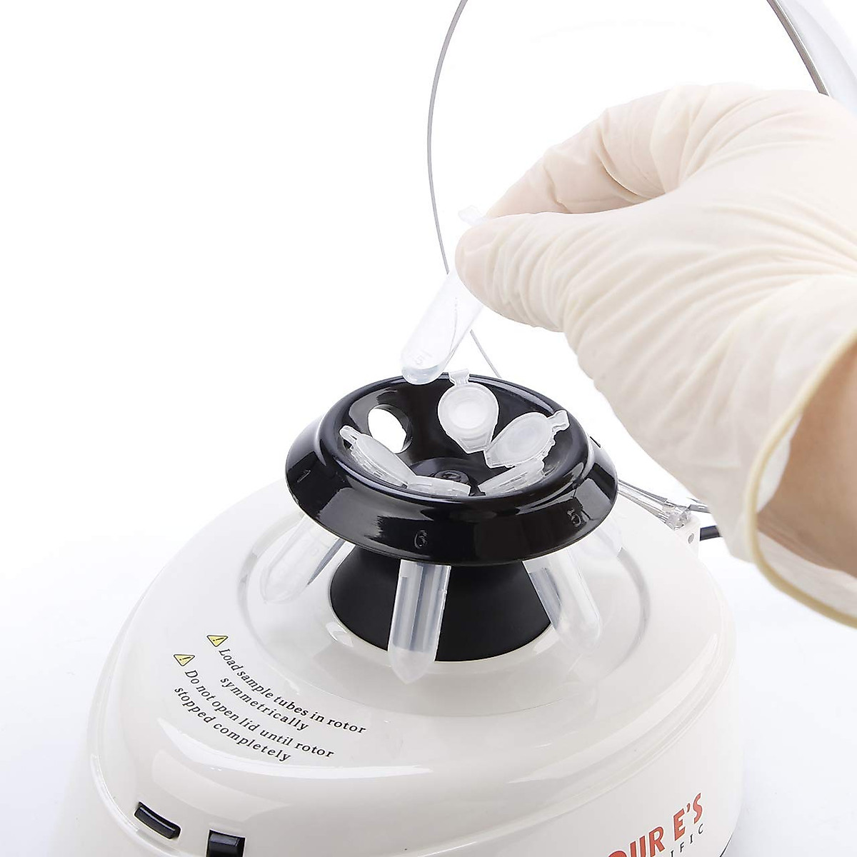 Mini Centrifuge Machine, Four E's Scientific Lab Benchtop Centrifuge 5400rpm, 2000 x g RCF with 2 Interchangeable Rotors for 0.2/0.5/1.5/2mL Tube Capacity