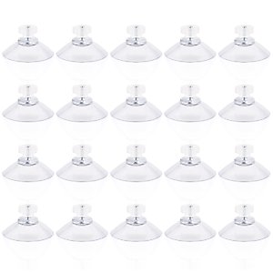 PEUTIER 20pcs Plastic Suction Cups Without Hooks, Small Glass Sucker Pads Mini Threaded Suction Cup with Nuts Strong Adhesion Holder for Aquarium Window Fish Tank Mirror Wall Kitchen Bathroom Shower