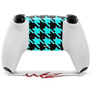 WraptorSkinz Skin Wrap compatible with Sony PS5 DualSense Controller Houndstooth Neon Teal on Black (CONTROLLER NOT INCLUDED)