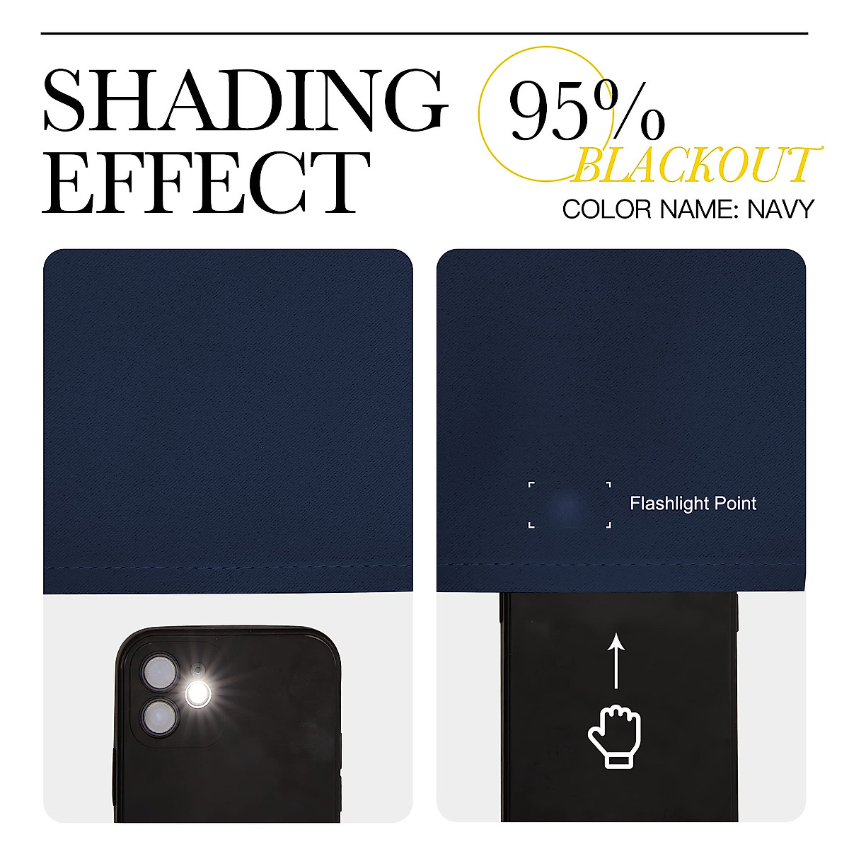 NICETOWN Vertical Blinds Window Curtain Panels - (Navy Color) 70 by 84 inches, Set of 2 Panels, Energy Saving Blackout Curtains for Hall Room