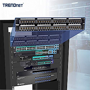 TRENDnet 48-Port Cat6 Unshielded Patch Panel, Wallmount or Rackmount, Compatible with Cat3,4,5,5e,6 Cabling, for Ethernet, Fast Ethernet, Gigabit Applications, Black, TC-P48C6