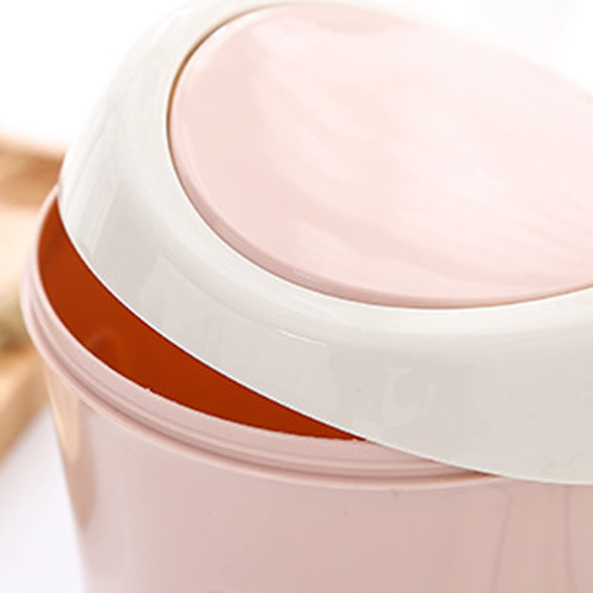 D-GROEE Mini Trash Can with Lid, Trash Can Durable Multipurpose Can Large Capacity Waste Container for Room Pink