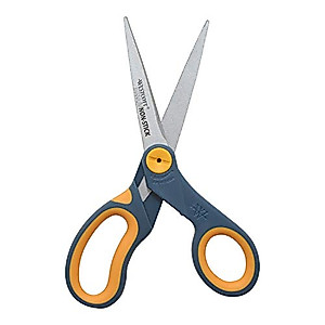 Westcott 8" Straight Titanium Bonded Non-Stick Scissors with Adjustable Glide Feature 2 Pack (16550), Grey/Yellow