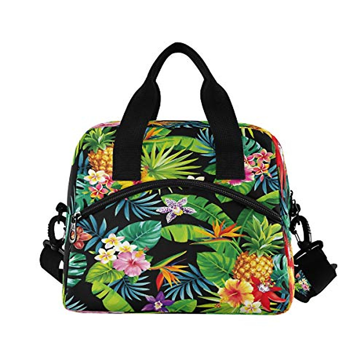 UOYO Lunch Bag Hawaii Palm Leaves Floral Lunchbox Organizer Insulated Waterproof Men Women Tote Cooler Handbag Adjustable Shoulder Strap for kids Girls Boys School Office Picnic