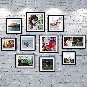 upsimples 16x20 Picture Frame Set of 5, Display Pictures 11x14 with Mat or 16x20 Without Mat,Wall Gallery Poster Frames,Black