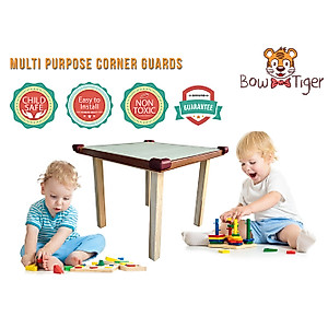 Premium Corner Guards from Bow-Tiger™ - 16 Corner Cushion Bumpers - Extra Dense Safety Foam Furniture and Table Protectors - Coffee