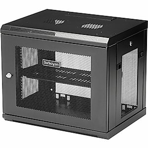 StarTech.com 2-Post 9U Wall Mount Network Cabinet w/ 1U Shelf, 19" Wall-Mounted Server Rack for IT / Data Computer Equipment
