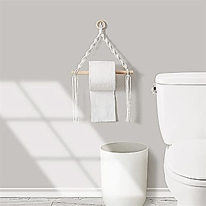FEEGAR Towel Ring Toilet Paper Holder Dispenser Hand-Woven Tapestry Wall Hanging Bathroom Towel Rack Decoration