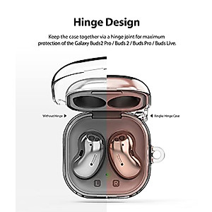 Ringke Hinge [Anti-Yellowing Material] Compatible with Samsung Galaxy Buds 2 Pro Case, Galaxy Buds 2, Galaxy Buds Pro, and Galaxy Buds Live, Sturdy Solid Transparent Cover for Galaxy Buds2 Pro - Clear